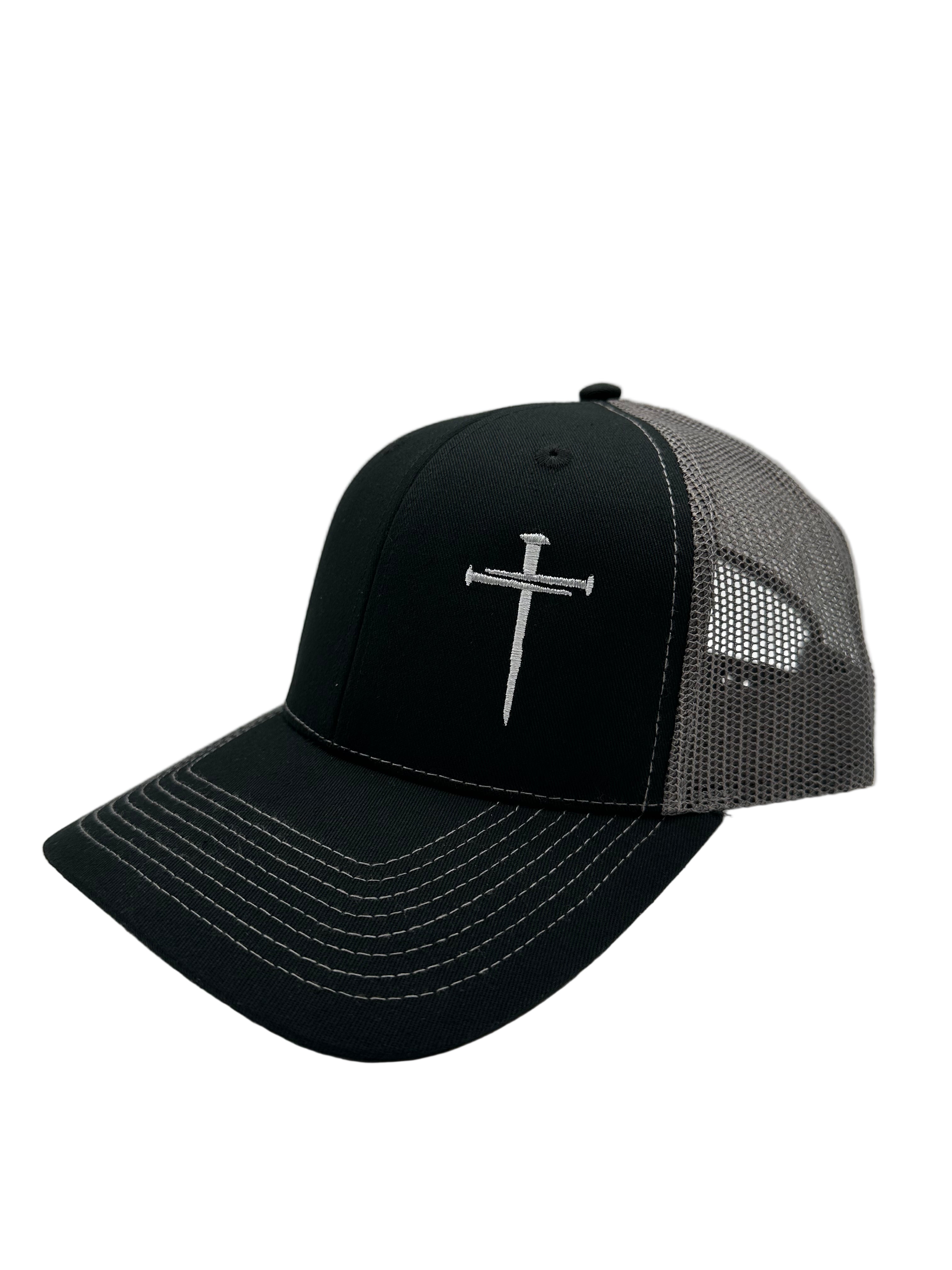 3 Nails Cross - Black/Gray Trucker Hat – Three Sons Threads